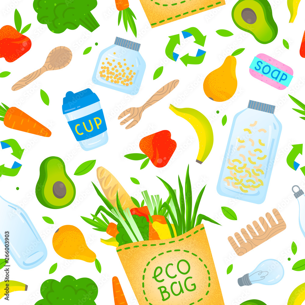 Zero waste seamless pattern.Waste management background.Layout design ...