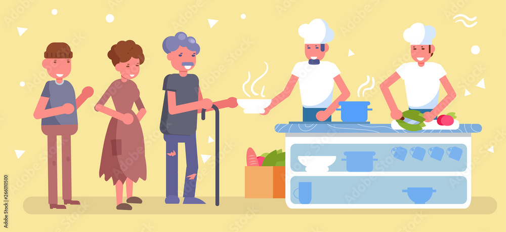 Canteen for the poor, homeless, charity Vector. Cartoon. Isolated art ...
