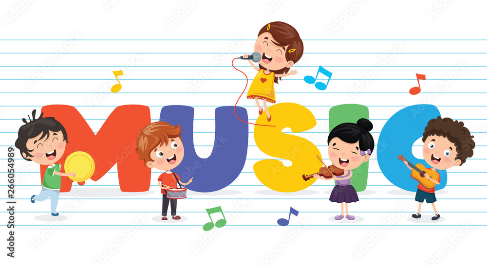 Vector Illustration Of Children Music Background Stock Vector | Adobe Stock