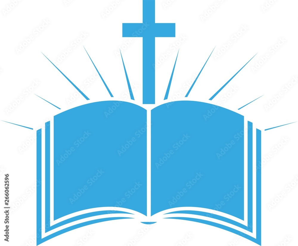 Color illustration of the bible cross and rays. Vector illustration on ...