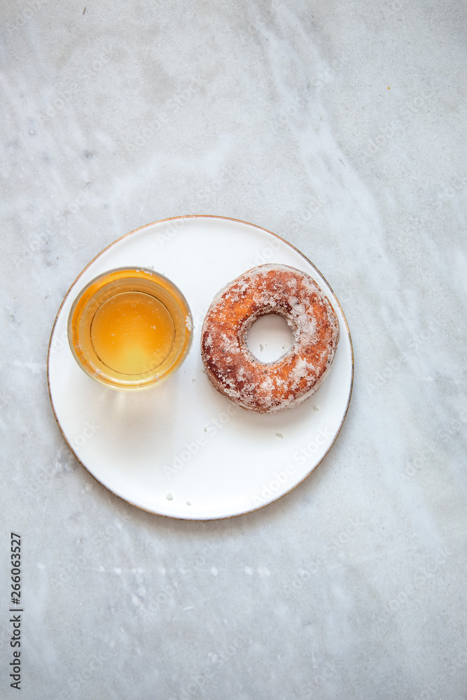 Finnish traditional Vappu food 1st of May, sugar donuts with sima on ...