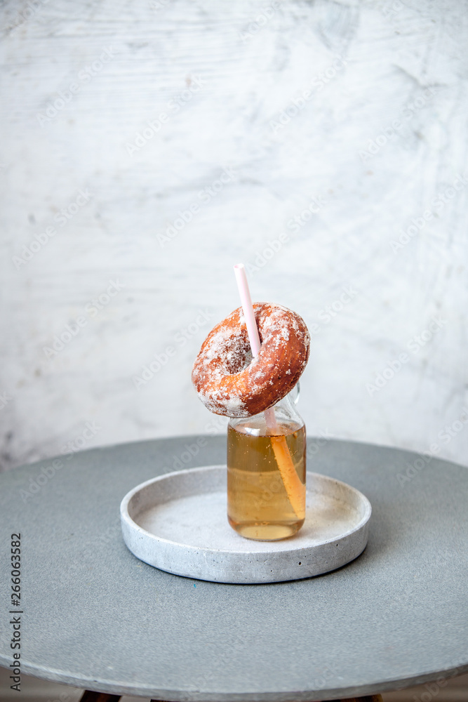 Finnish traditional Vappu food 1st of May, sugar donuts with sima on ...