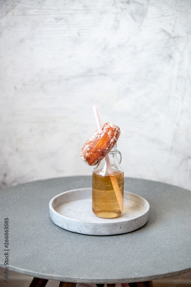 Finnish traditional Vappu food 1st of May, sugar donuts with sima on ...
