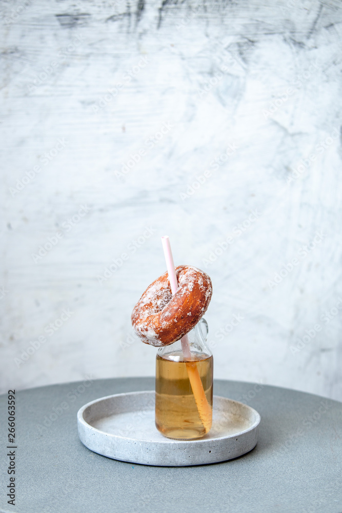 Finnish traditional Vappu food 1st of May, sugar donuts with sima on ...