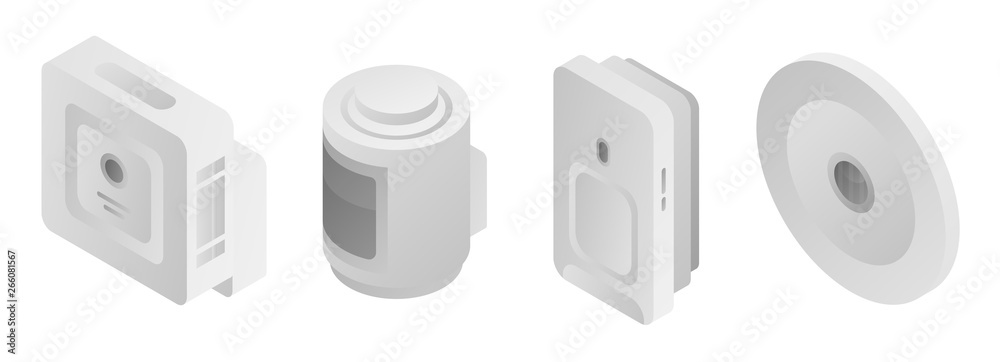 Motion sensor icons set. Isometric set of motion sensor vector icons ...