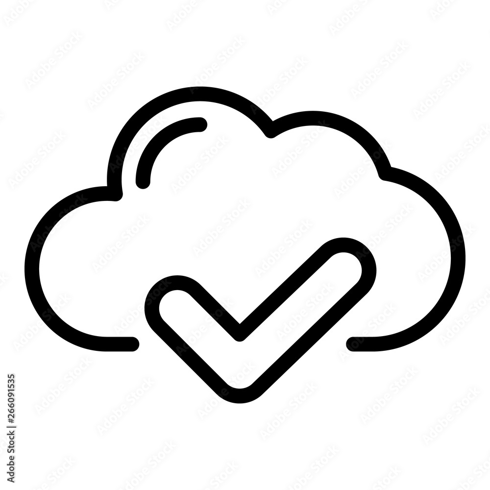 Cloud check icon. Outline cloud check vector icon for web design ...