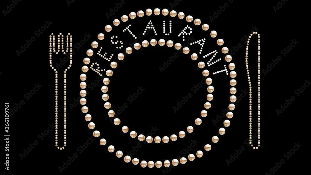 Restaurant Text sign Loop animation bulbs LED pixels, light flashing ...