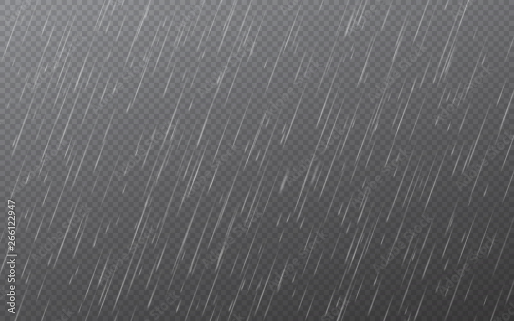 Rain drops on transparent background. Falling water drops. Nature ...