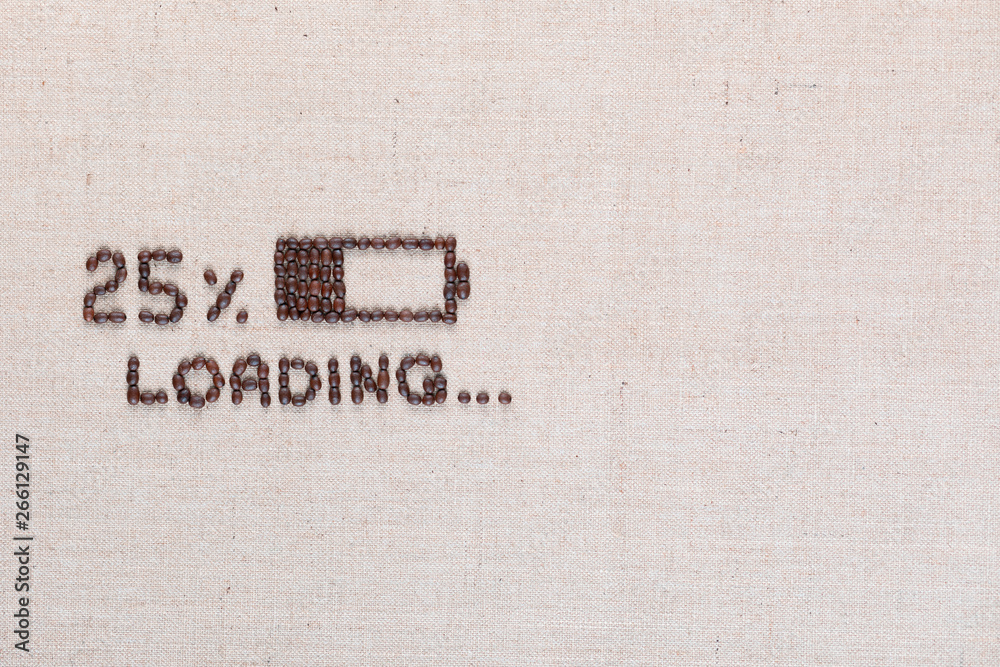 Loading bar showing 25 percent progress on linea texture aligned middle ...