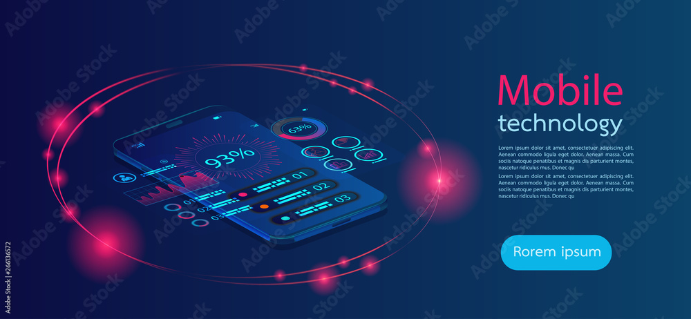 Mobile screens modern infographic. Diagram template and chart graph ...