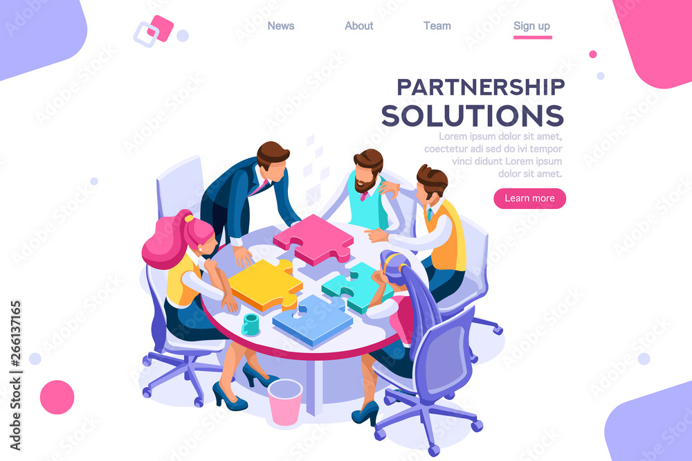 Project pieces, communication, collaboration, partnership solution ...