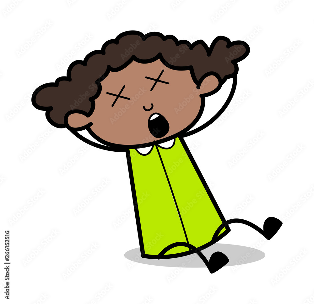 Unconscious Expression - Retro Black Office Girl Cartoon Vector ...