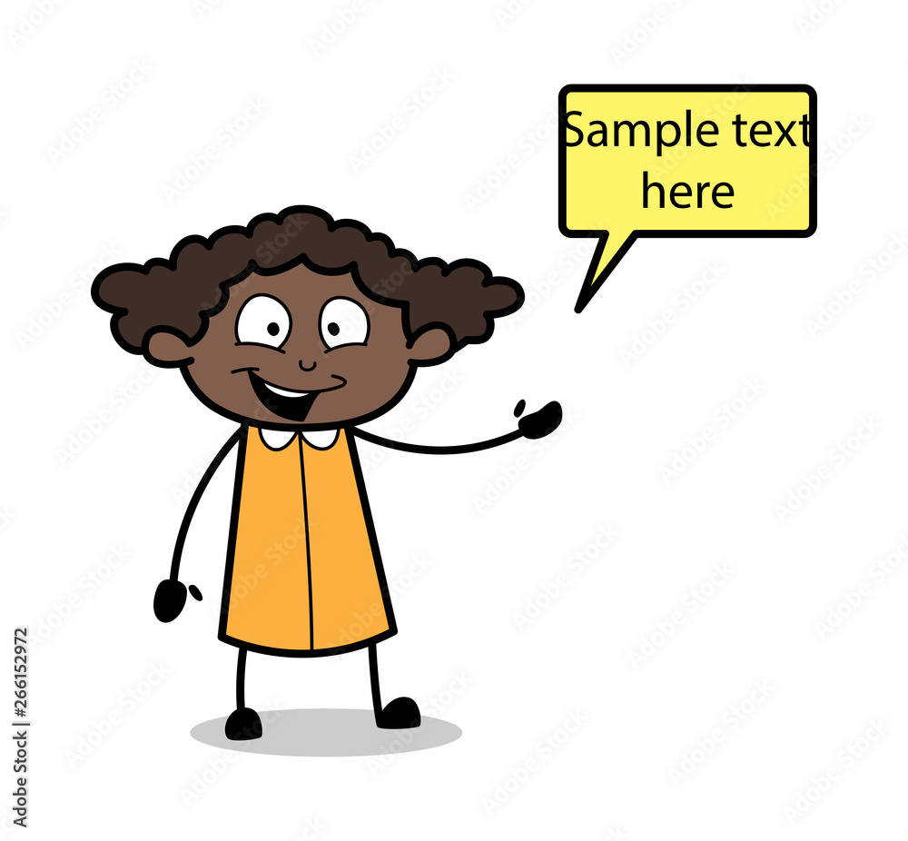 Showing a Message Box - Retro Black Office Girl Cartoon Vector ...