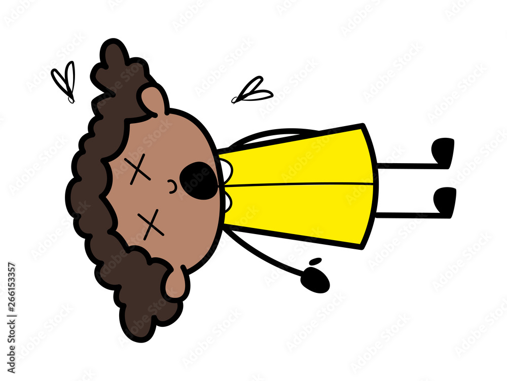 Dead Body - Retro Black Office Girl Cartoon Vector Illustration Stock ...