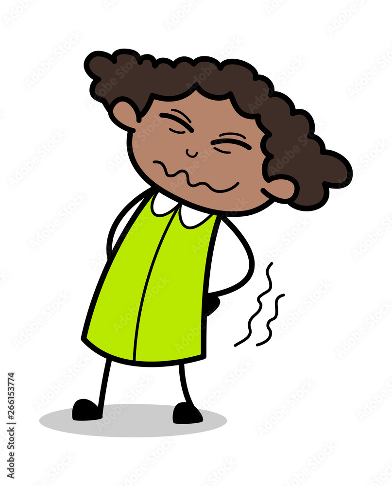 Groaning with Body Pain - Retro Black Office Girl Cartoon Vector ...
