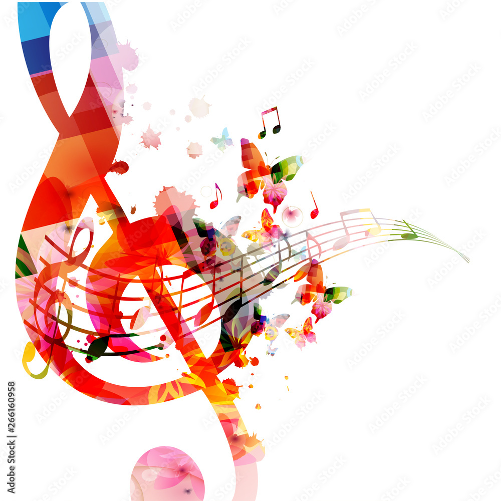 Music background with colorful music notes vector illustration design ...