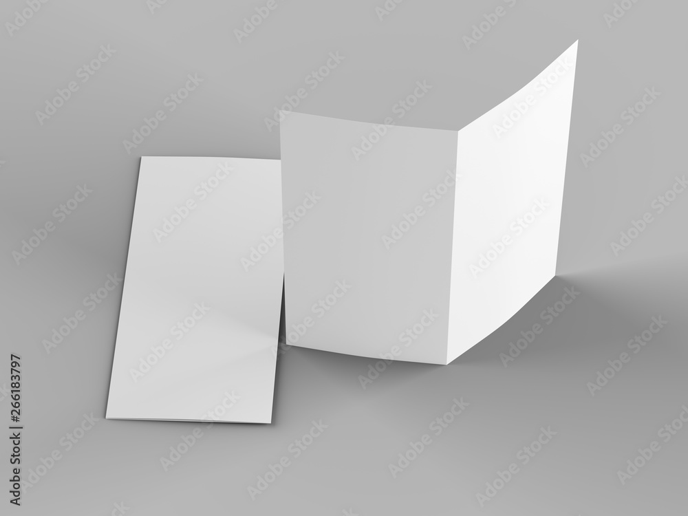 Open fold leaflet in DL format - mock up - 3d illustartion Stock ...