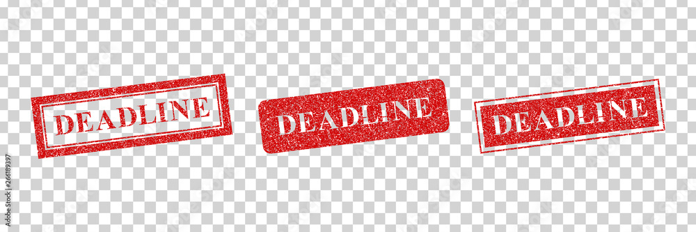 Vector set of realistic isolated red rubber stamp of Deadline logo for ...