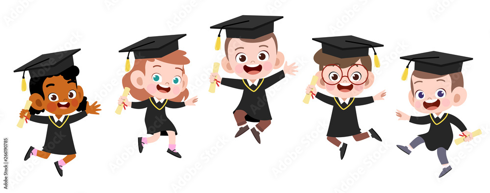happy kids graduation vector illustration isolated Stock Vector | Adobe ...
