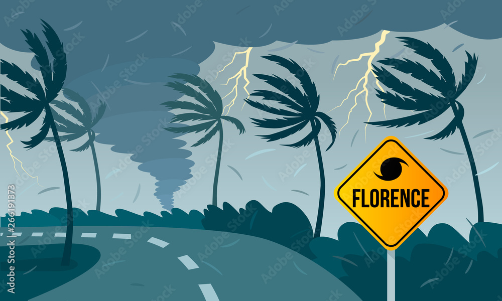 Tornado hurricane , coming from the ocean. Huge waves on houses on the ...