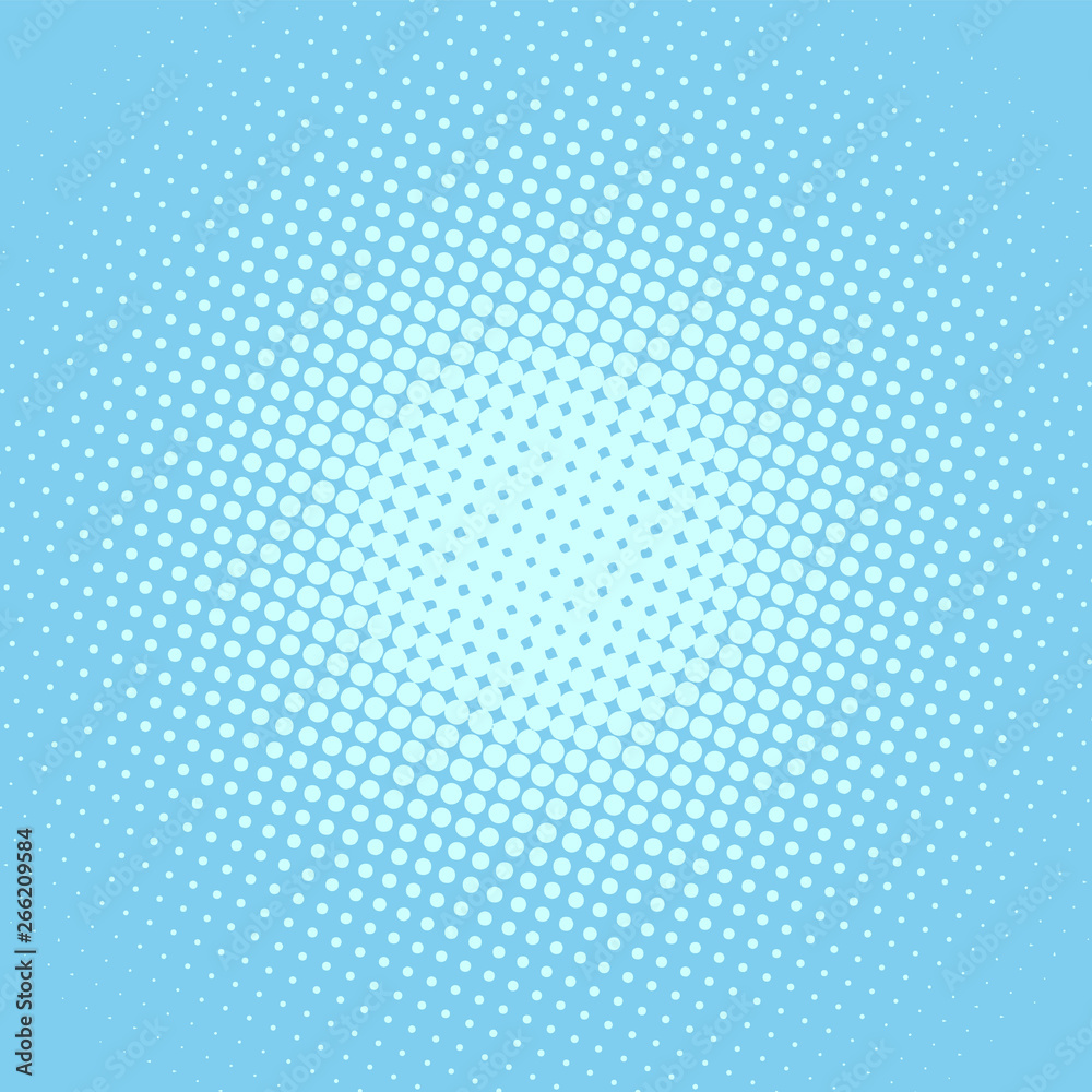 Light blue pop art background in vitange comic style with halftone dots ...