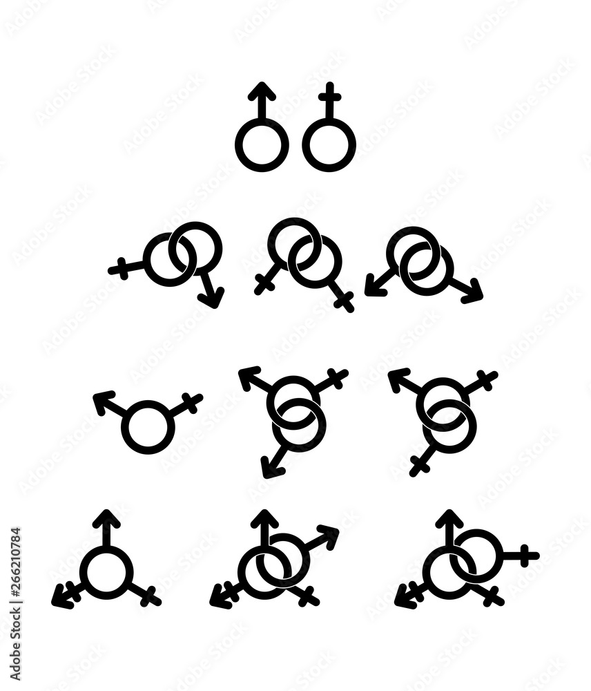 Set of gender symbols in different combinations Stock Vector | Adobe Stock