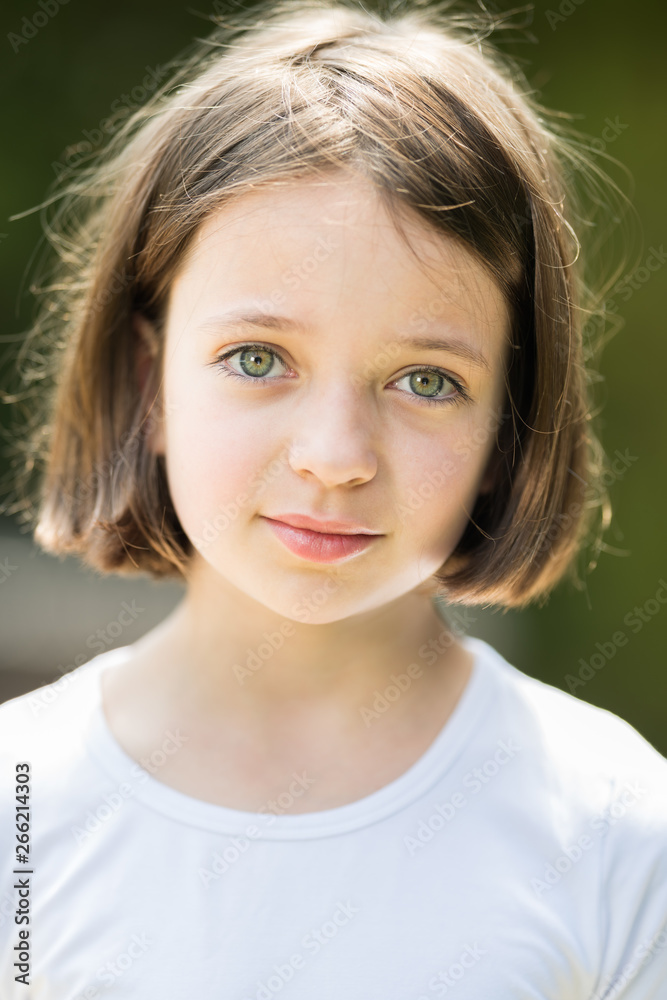 9 years old girl portrait Stock Photo | Adobe Stock