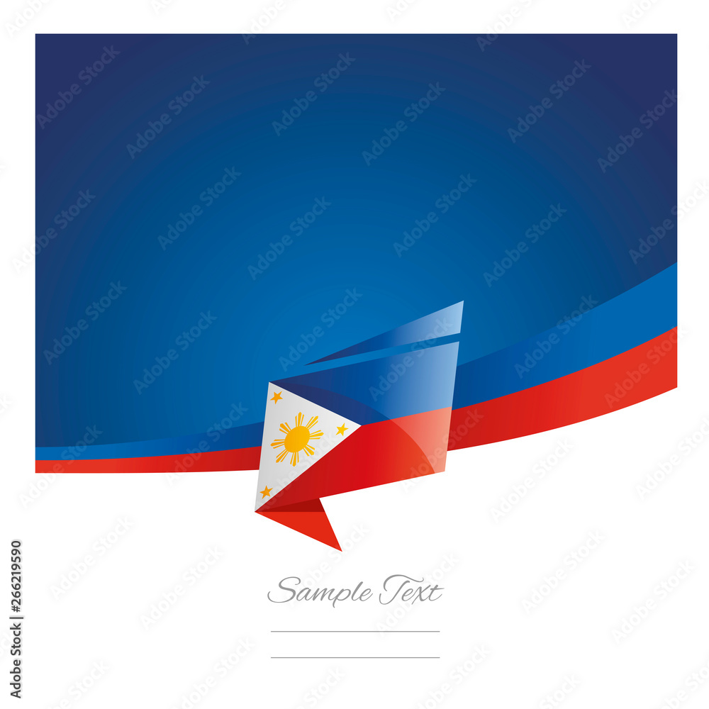 New abstract Philippines flag ribbon origami blue background vector ...