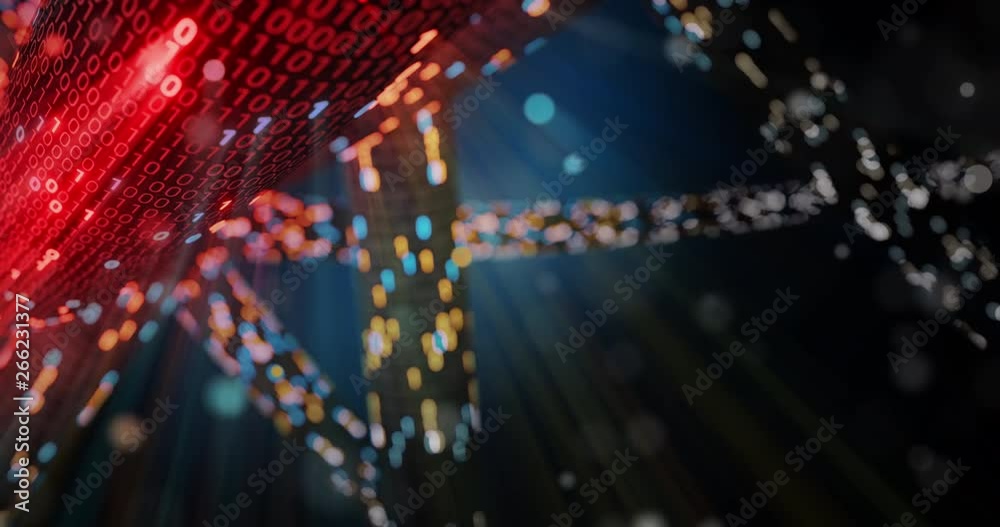 Hacking Red And Blue Digital Binary Code Matrix 01 Background Hacker