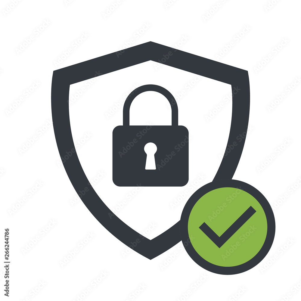 Lock and shield icon, vector illustration, security symbol. Guard safe ...