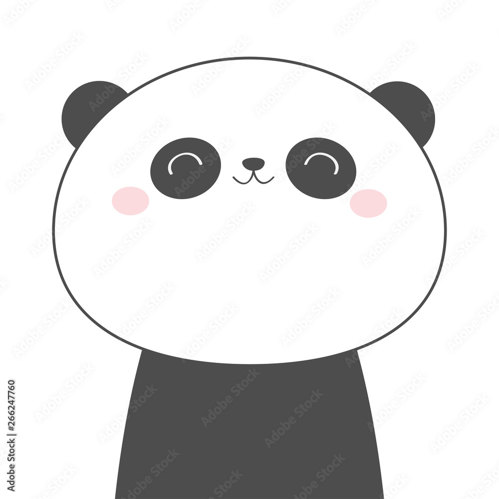 Panda bear face head line sketch icon. Kawaii animal. Cute cartoon ...