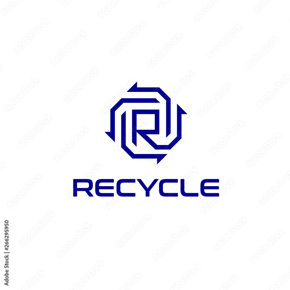 initial letter R with recycle arrow logo design inspiration Stock ...