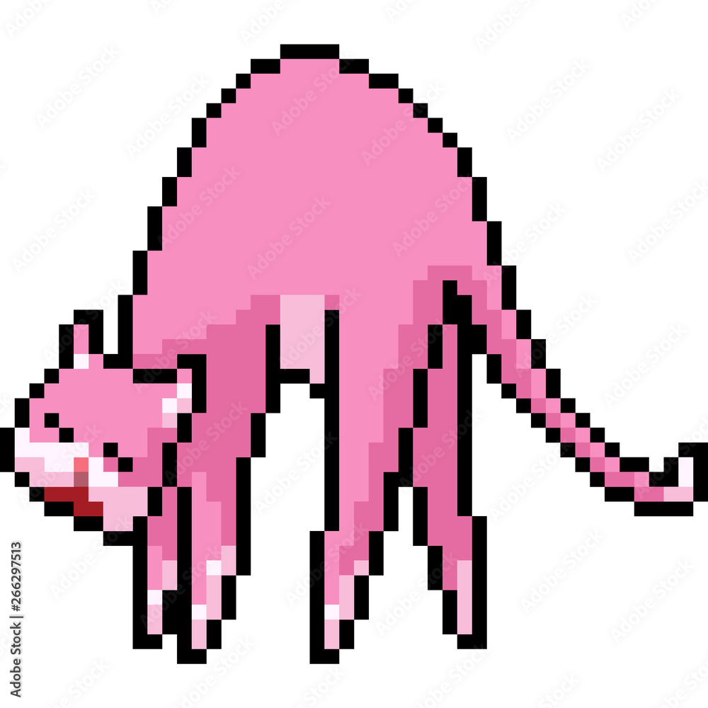 vector pixel art weird cat Stock Vector | Adobe Stock