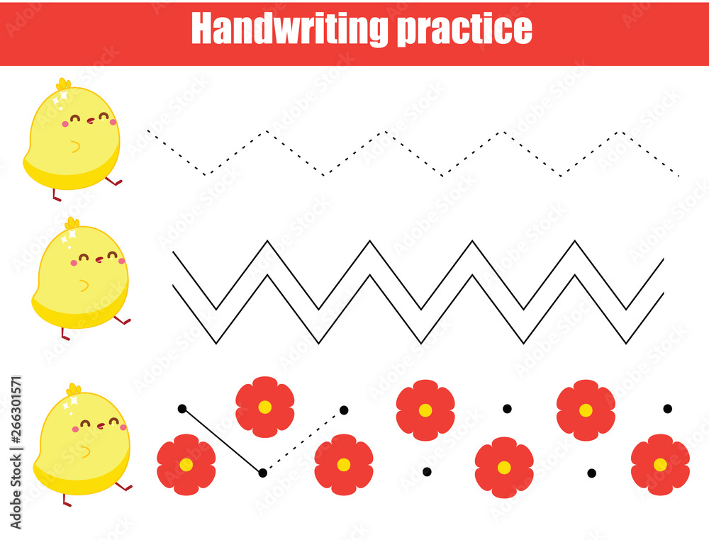 Preschool handwriting practice sheet. Educational children game ...