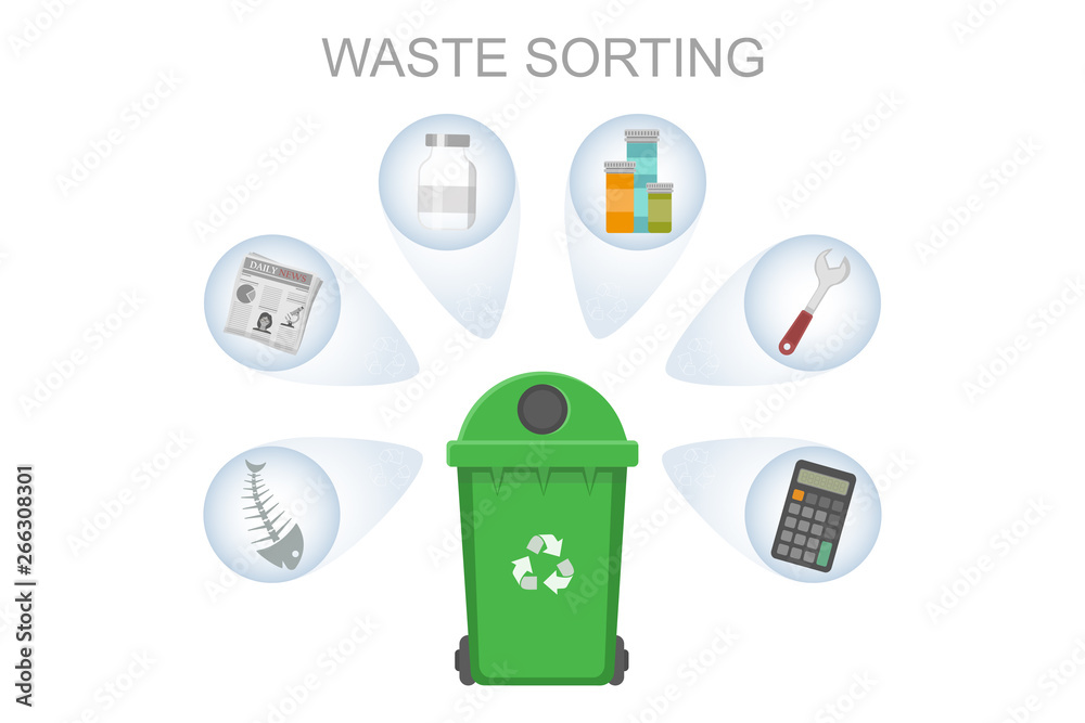 The concept of sorting garbage for the environment. Sorting and ...