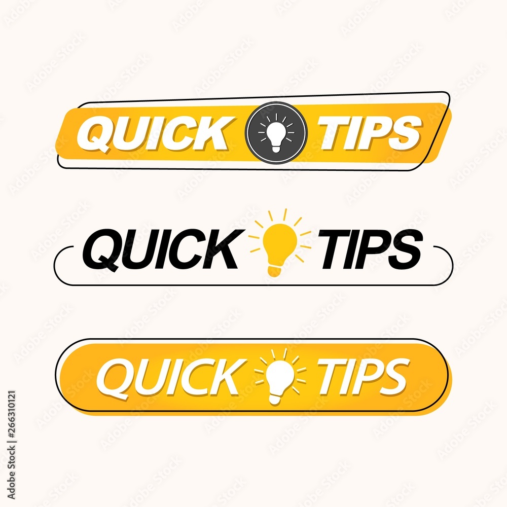 Quick tips, hint, helpful tricks, helpful idea, logos, emblems and ...