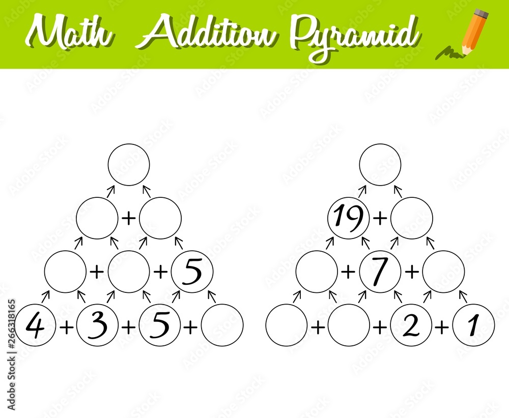 Math Pyramid Game 0-30. Educational a mathematical game. Beginner level ...