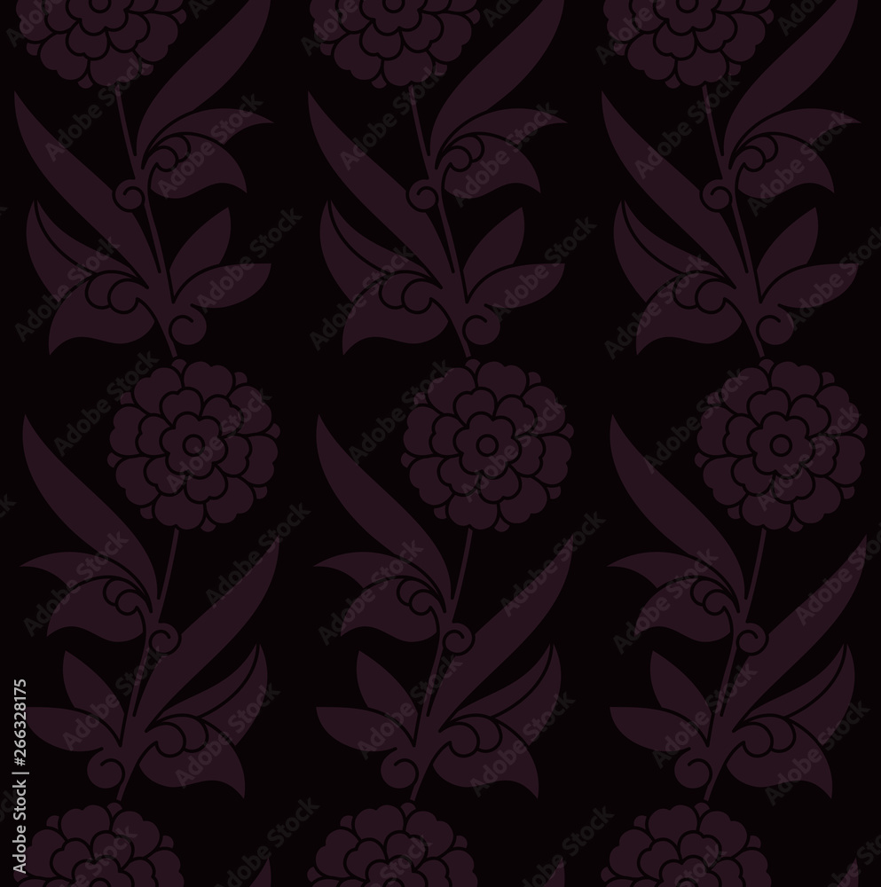 seamless vector royal dark violet pattern with flowers. seamless ...