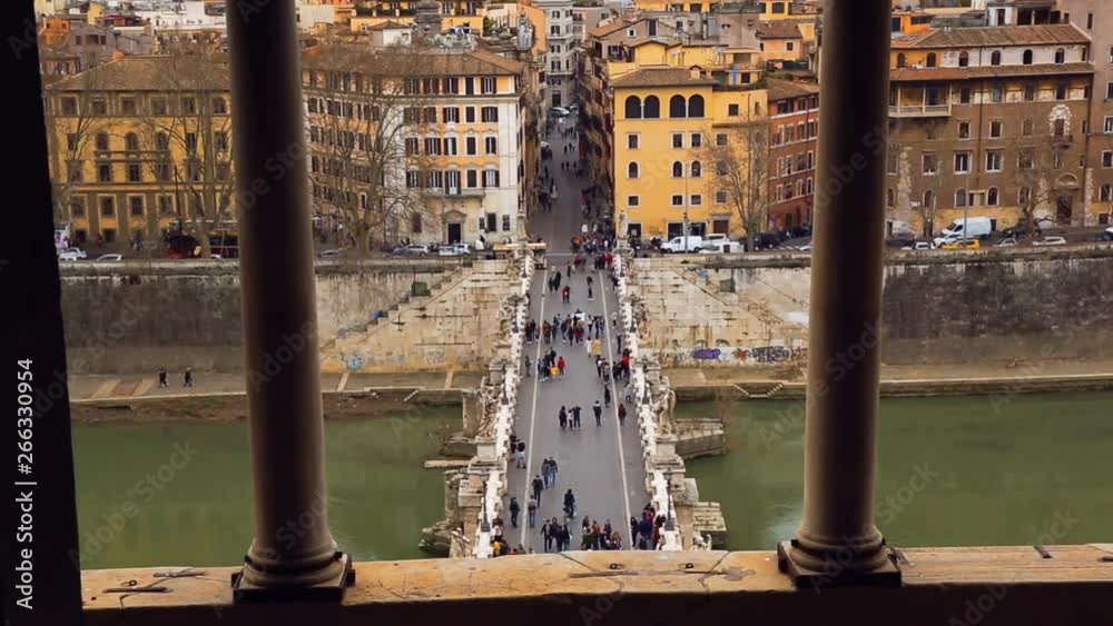 Bridge of Hadrian famous bridge in Rome, View from Mausoleum of Hadrian ...