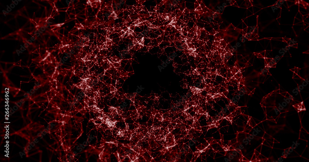 Infinite motion of lines and particles. Plexus zoom pattern. Abstract particles and lines ...