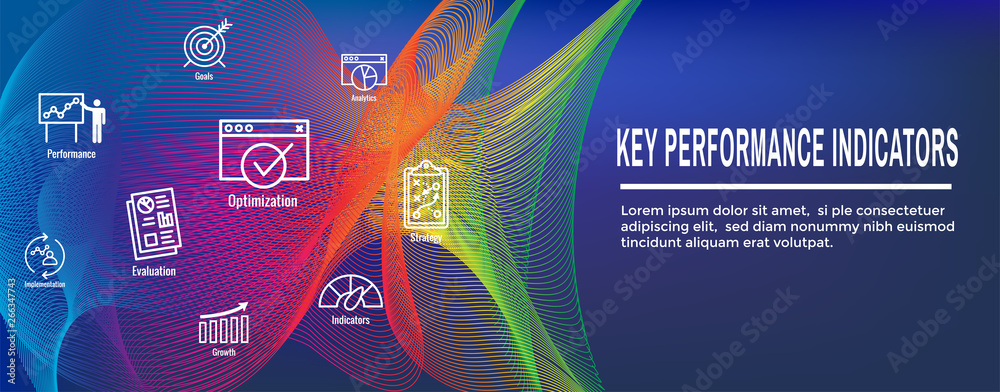 KPI - Key Performance Indicators Web Header Banner and Icon set Stock ...