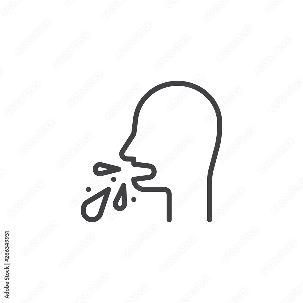 Vomiting man line icon. Tuberculosis linear style sign for mobile ...