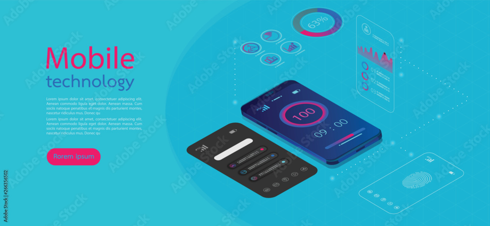 Mobile screens modern infographic. Diagram template and chart graph ...