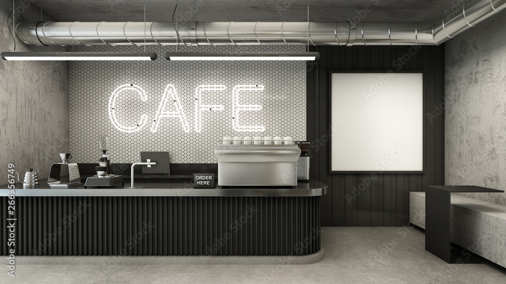 Cafe shop Restaurant design Minimalist ,Counter black metal,Top counter ...