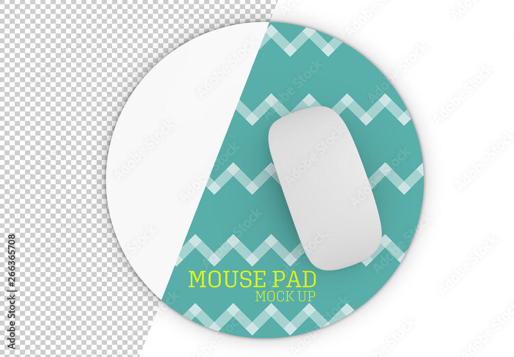 Top of View of Round Mouse Pad with Mouse Mockup Stock Template | Adobe ...