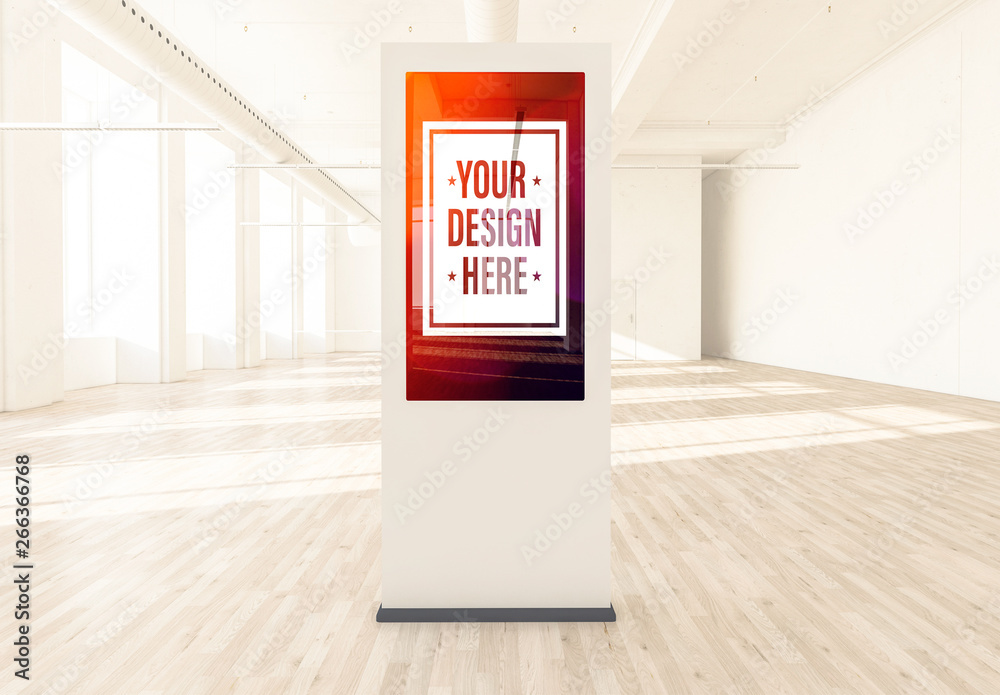 Column with Poster in a Light Interior Mockup Stock Template | Adobe Stock