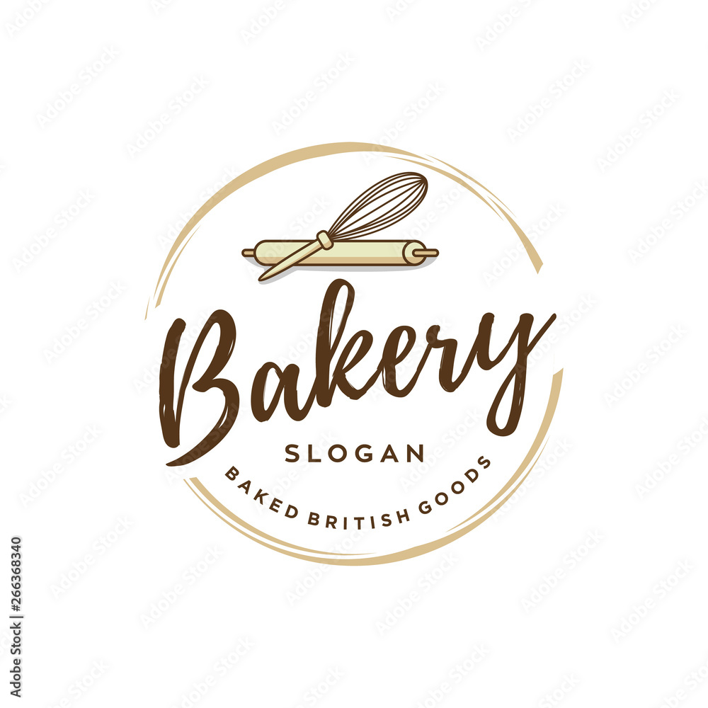 bakery tools vector logo design Stock Vector | Adobe Stock