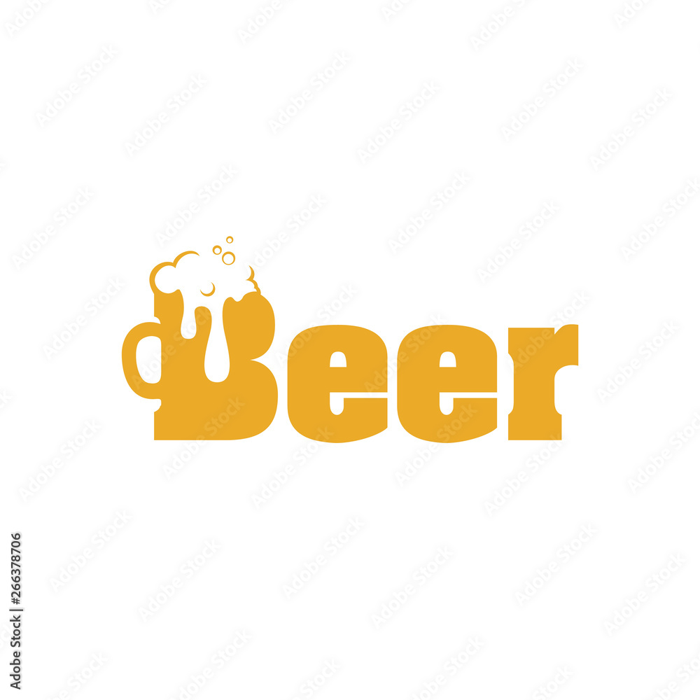 Initial Letter B Glass Mug Beer Bubble Foam typography wordmark logo ...