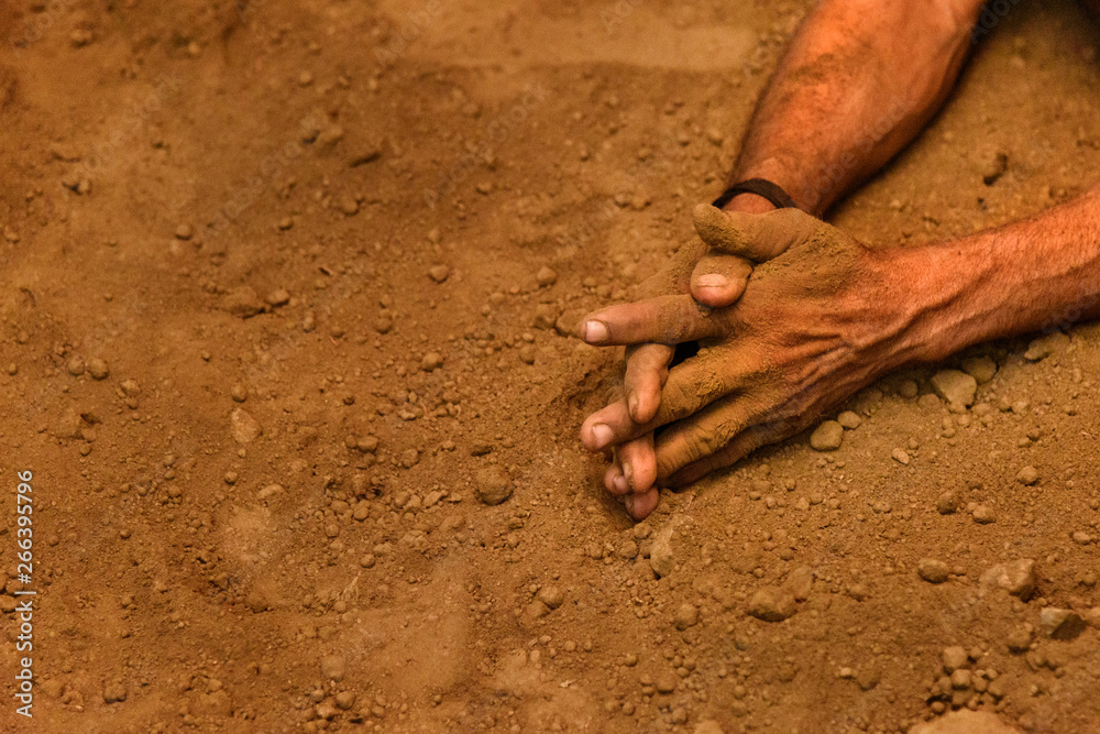 Hands of Kushti wrestler on daily trainining in akhara. Kushti or ...