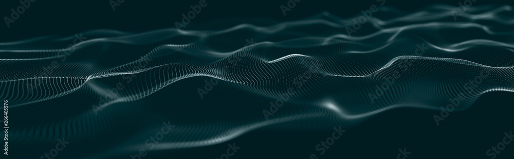 Musical wave of particles. Sound structural connections. Abstract ...